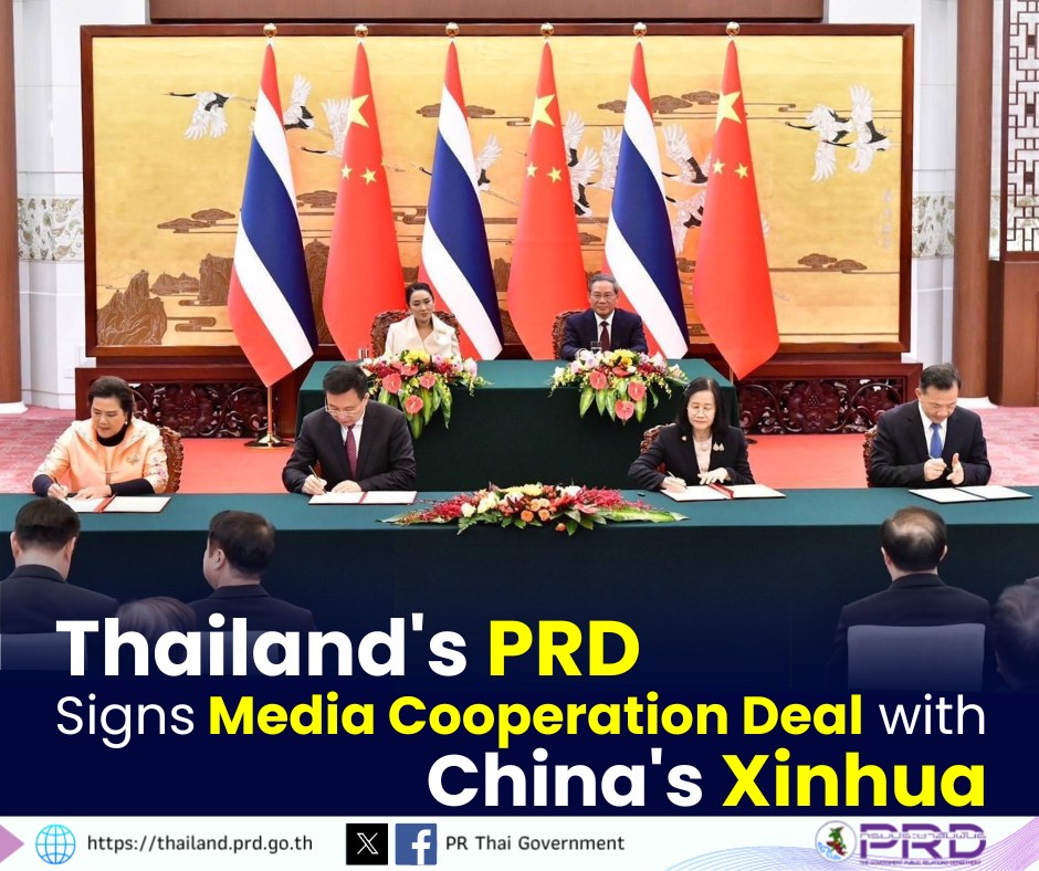 Thailand's PRD Signs Media Cooperation Deal with China's Xinhua